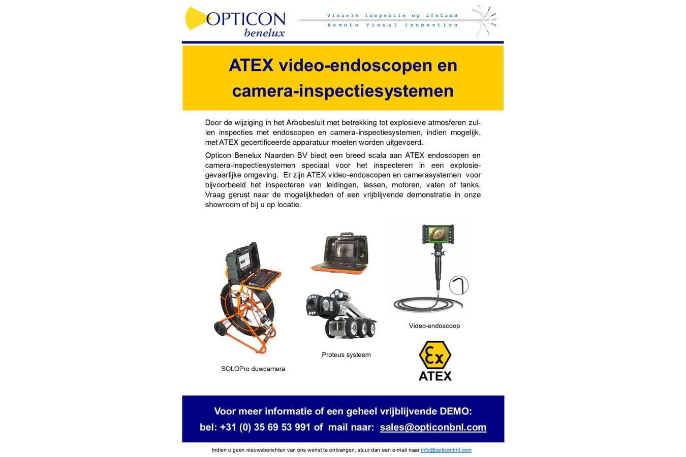 ATEX videoscopes and camera inspection systems - Maintenance benelux